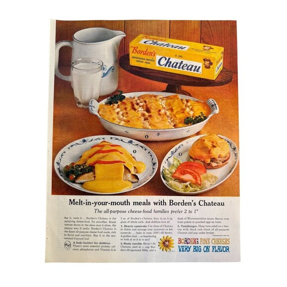 Art | Vintage 1961 Bordens Chateau Fine Cheeses Food Advertisement ...